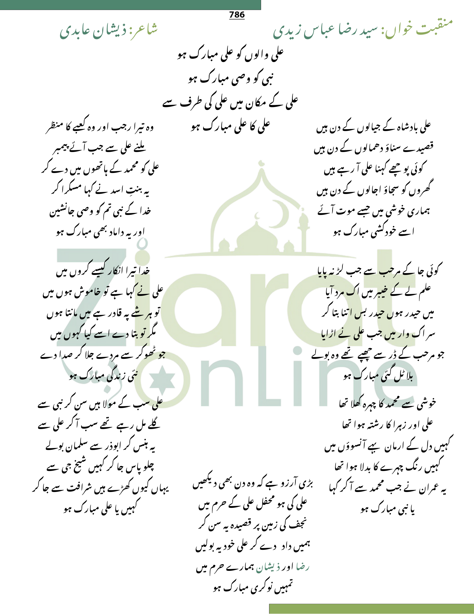 Ali Walon Ko Ali Mubarak – ZIARAT AND Noha Lyrics